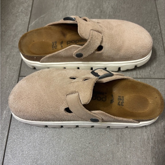Papillio | Shoes | Papillio Suede Clogs In Light Brown | Poshmark